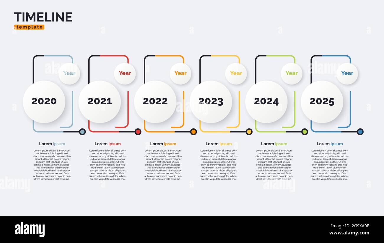 Vector timeline minimal infographic concept template with six periods ...