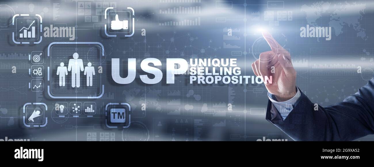 USP. Inscription Unique selling proposition on Virtual Screen ...