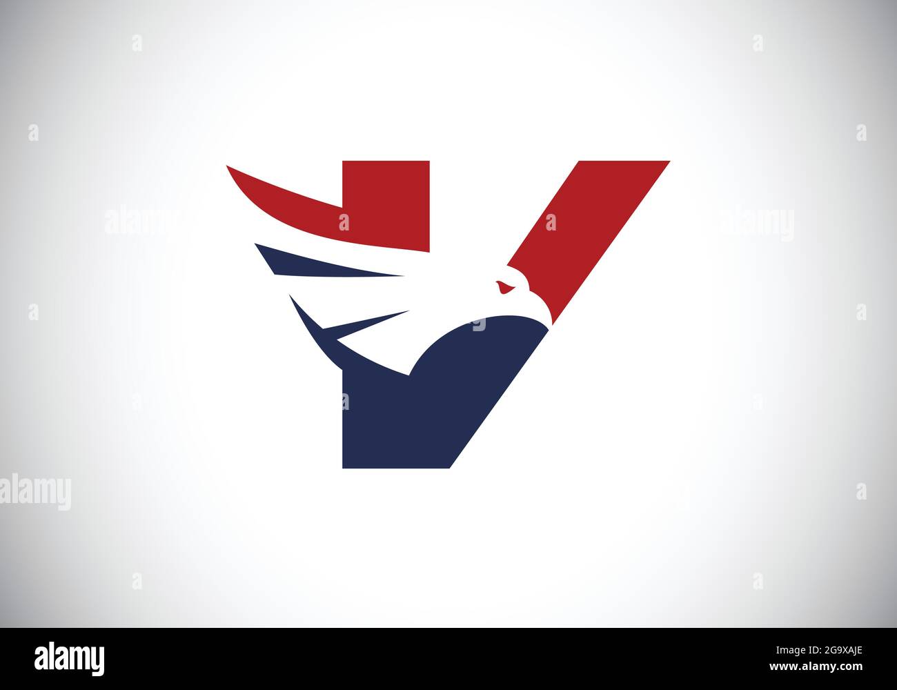 Initial V monogram letter alphabet with Eagle head negative space ...
