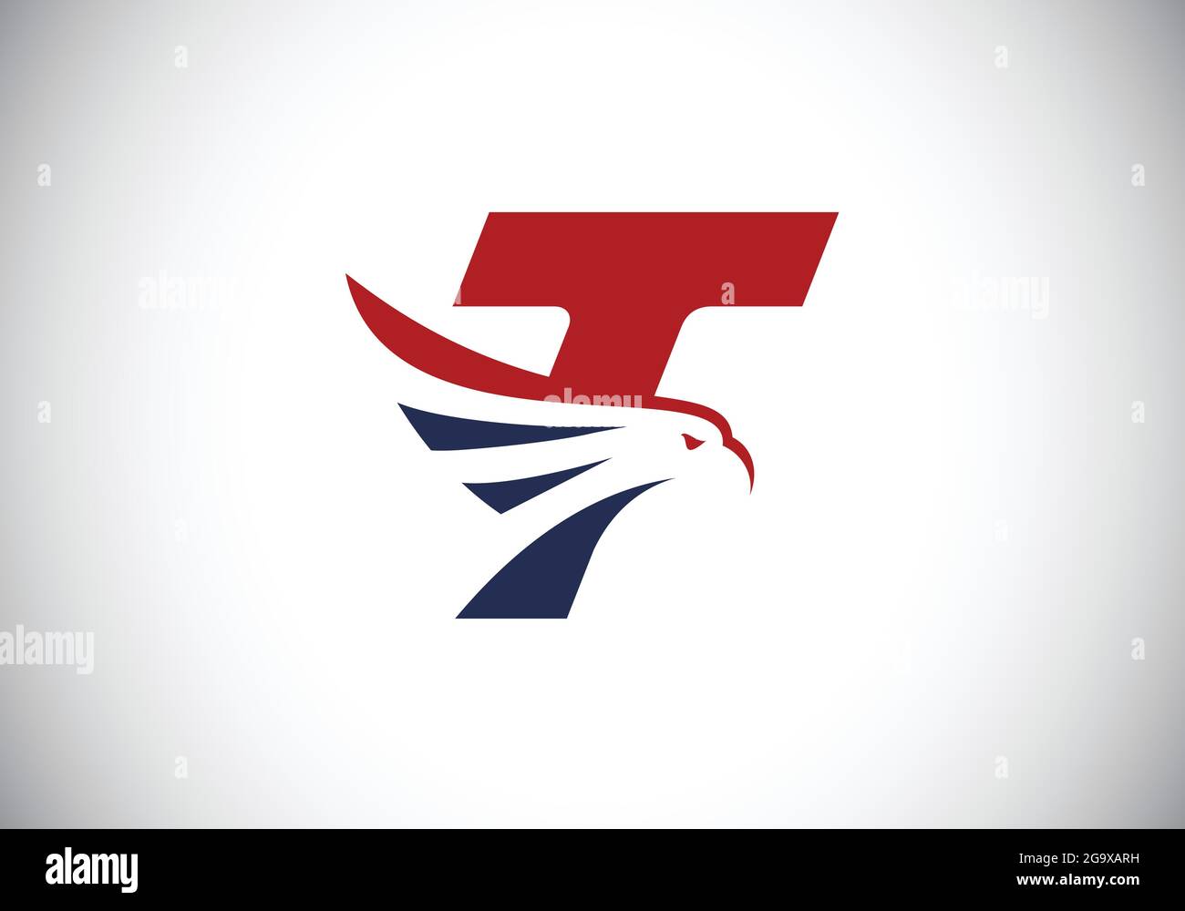 Initial T monogram letter alphabet with Eagle head negative space ...
