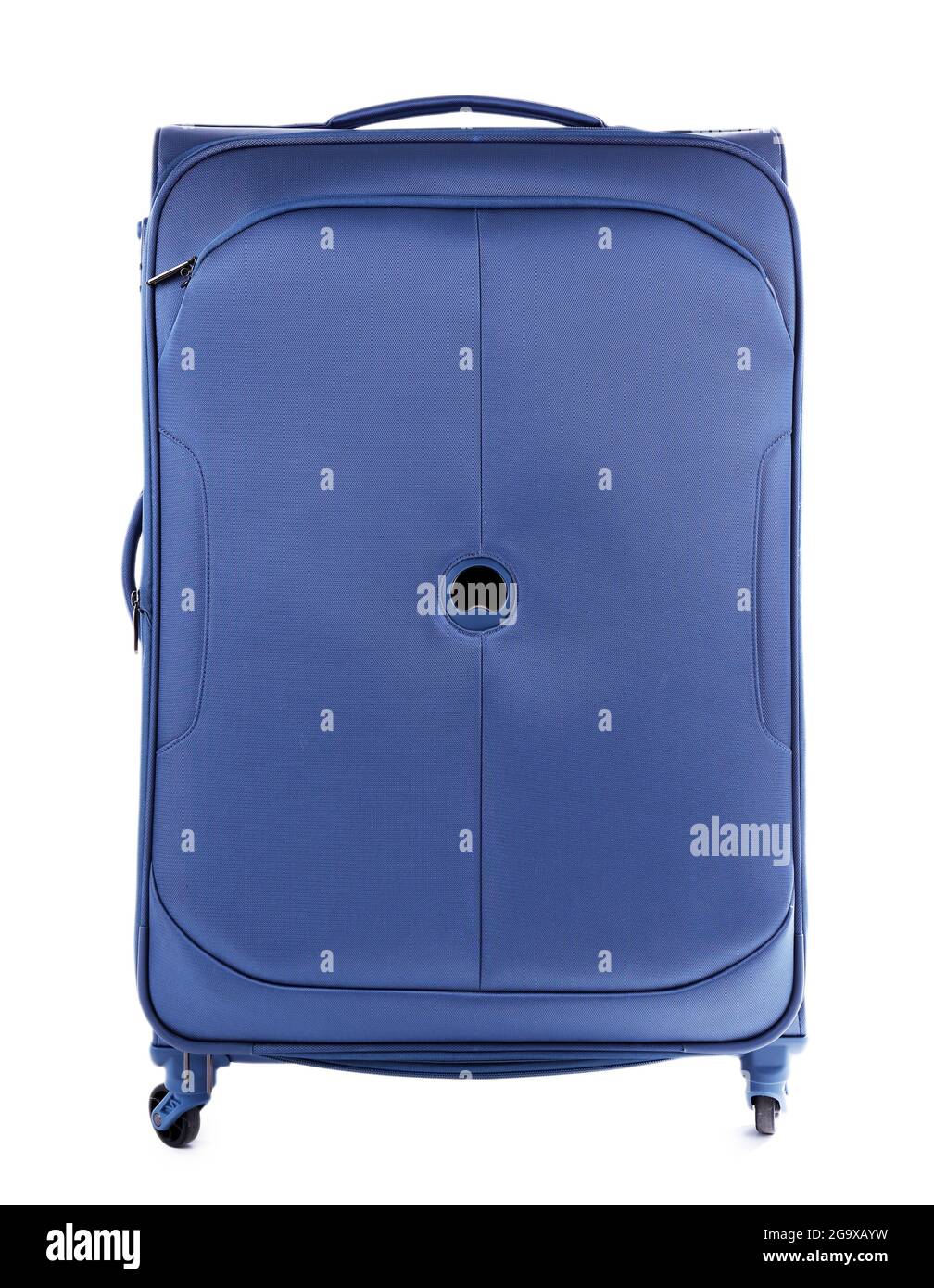 Blue suitcase isolated on white Stock Photo - Alamy