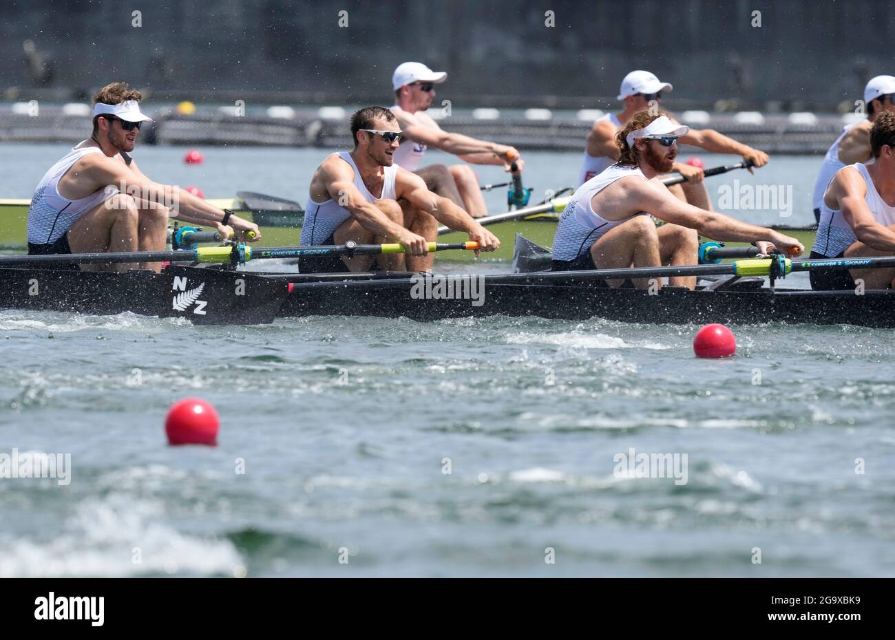 Tokyo, Japan. 28th July, 2021. Rowers (front) of New Zealand compete ...
