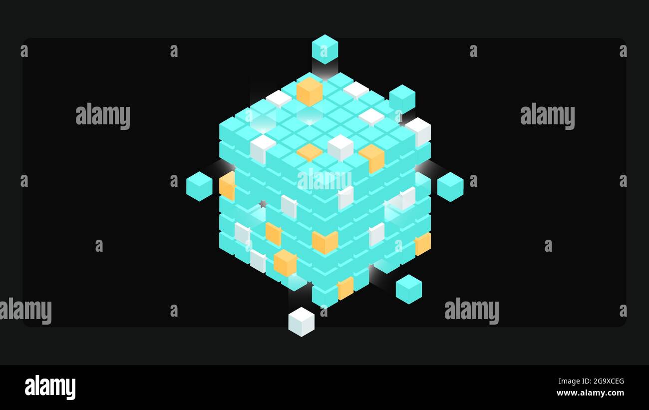 Isometric Cube Composition. Digital and Financial Technology. Virtual ...