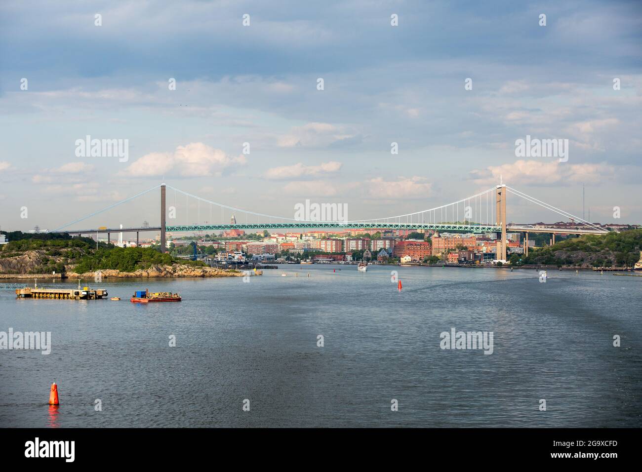 A view of the Alvsborg Bridge, suspension bridge, which connects the ...