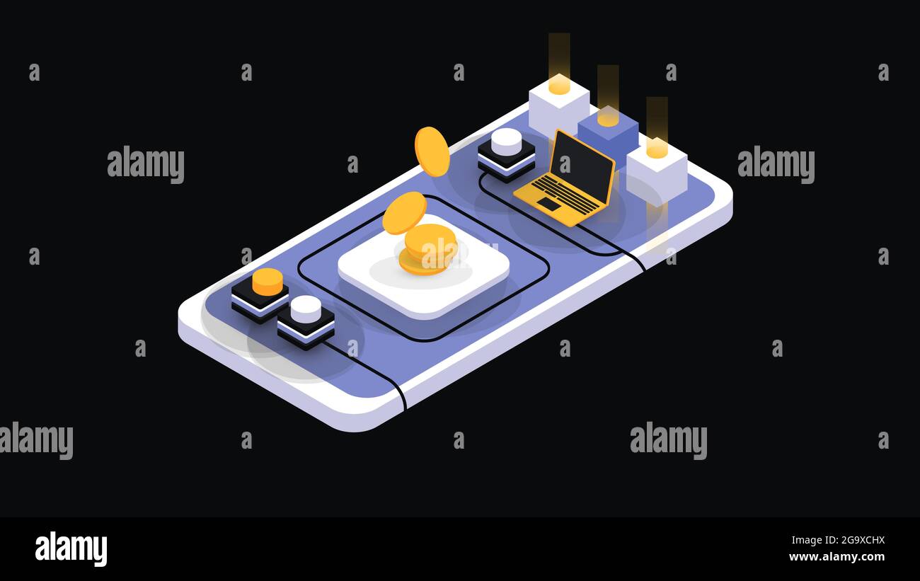 Digital Money Illustration. Isometric Blockchain. Vector illustration ...