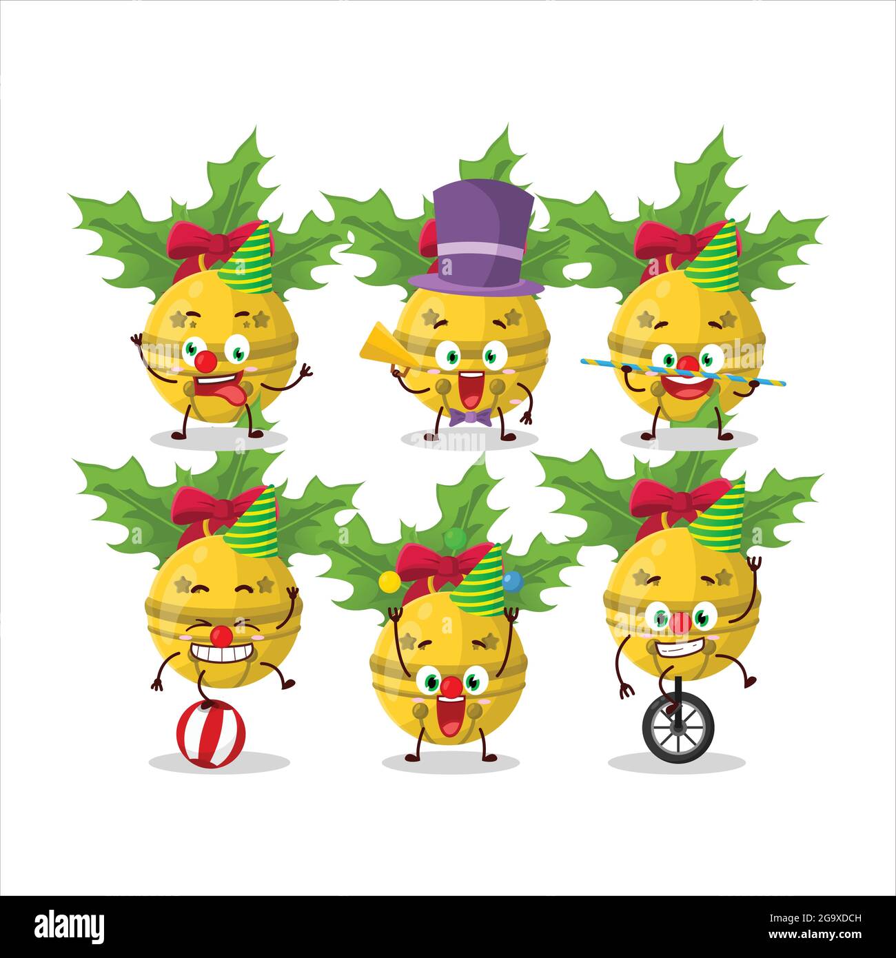 Cartoon character of christmas bells with various circus shows. Vector ...