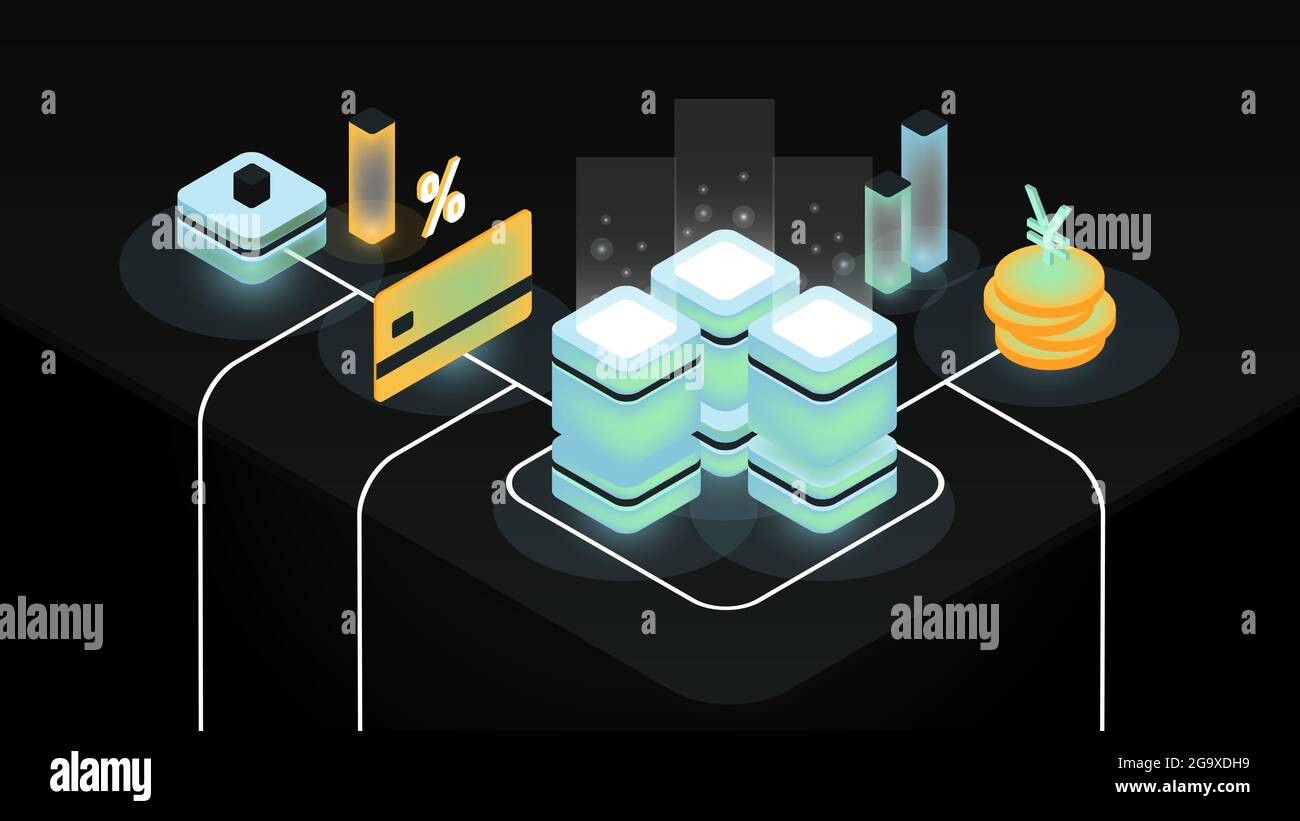Isometric Blockchain. Financial Technology Flowchart. Vector ...
