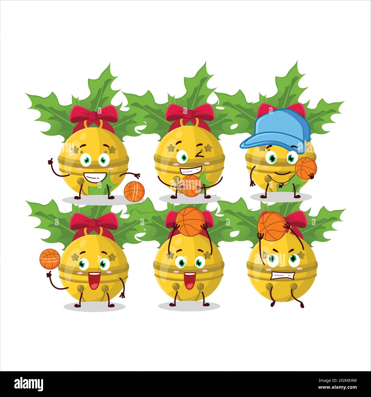 Talented christmas bells cartoon character as a basketball athlete ...