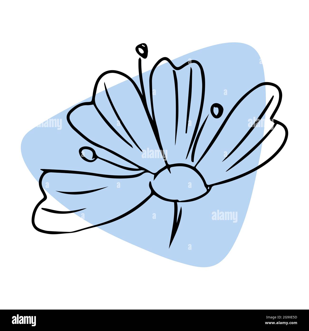 Daisy with abstract shapes hand drawn illustration. Line art. Isolated ...