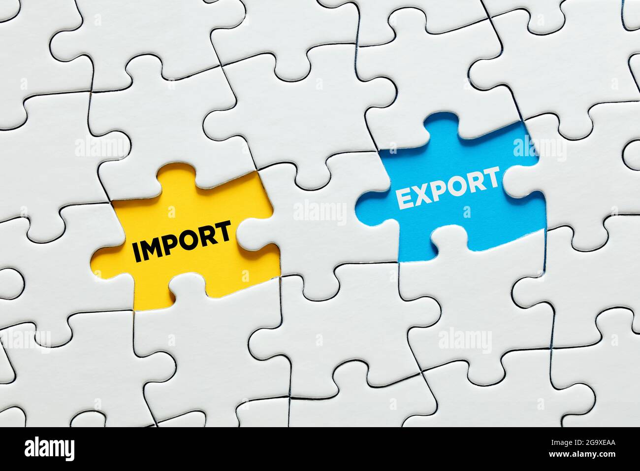 Missing puzzle pieces with the words import and export. Import and ...