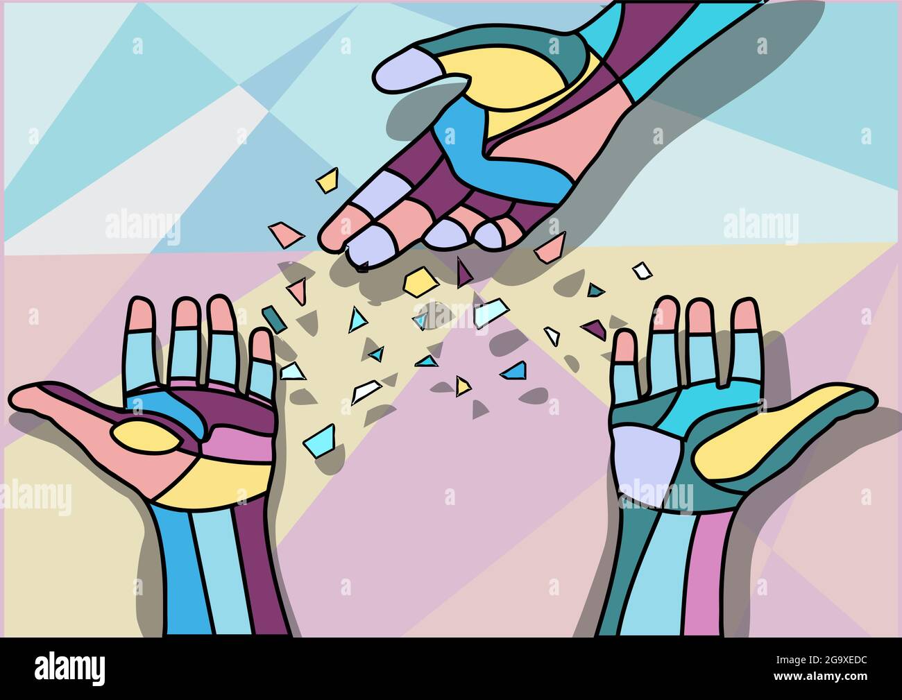 hands sharing abstract vector illustration Stock Vector Image & Art - Alamy
