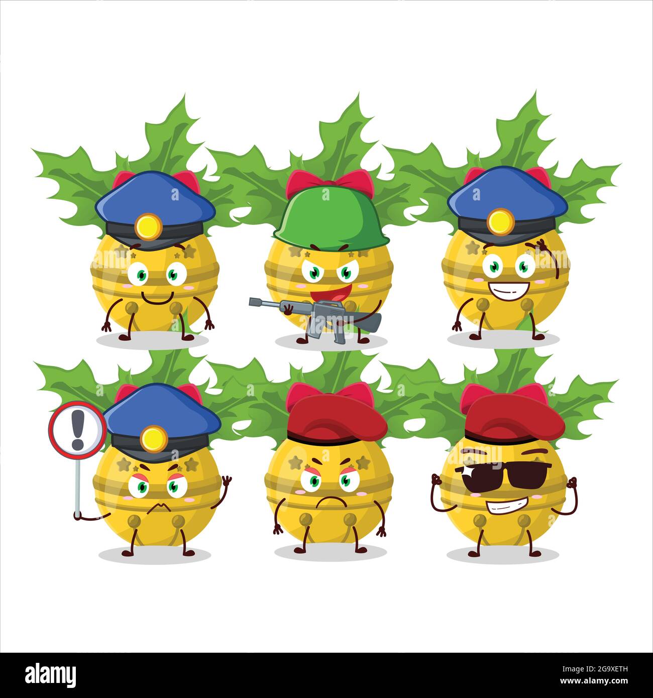 A dedicated Police officer of christmas bells mascot design style ...