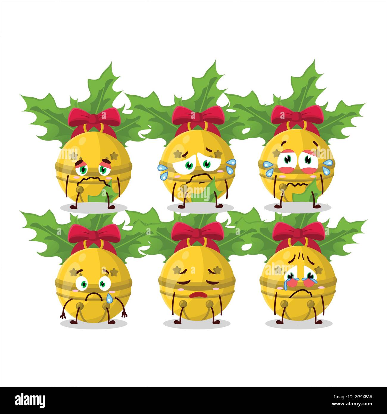 Christmas bells cartoon character with sad expression. Vector ...
