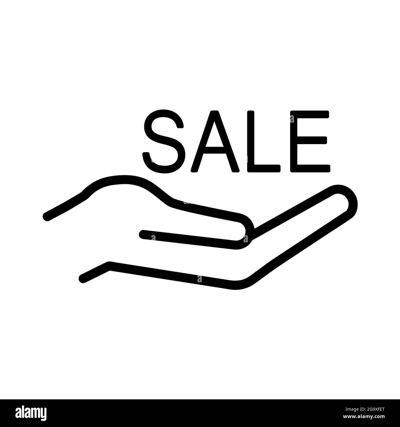 Sale icon. Hand pictogram for web. Line stroke. Isolated on white ...