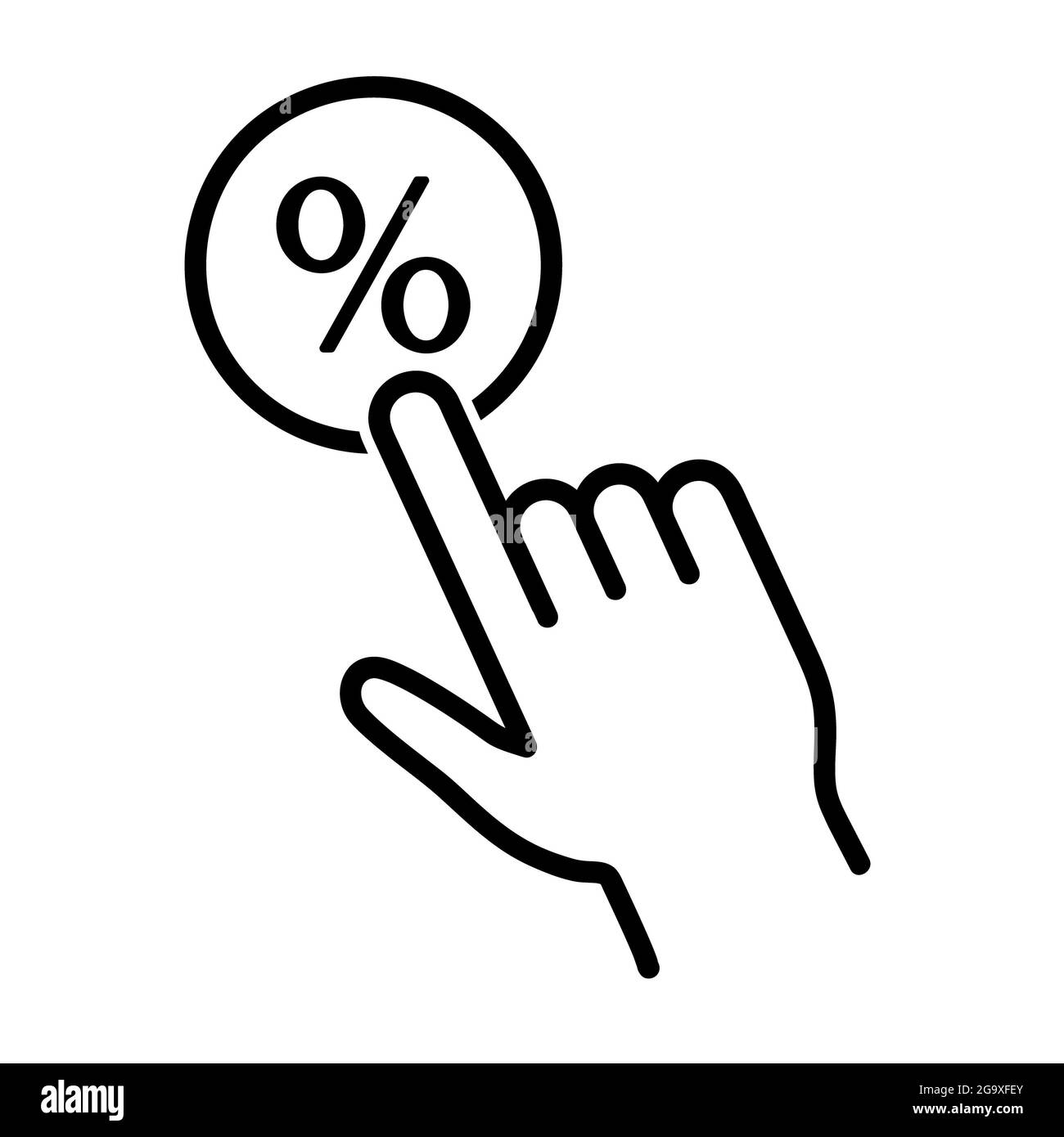 Sale icon. Hand press the button pictogram for web. Line stroke ...
