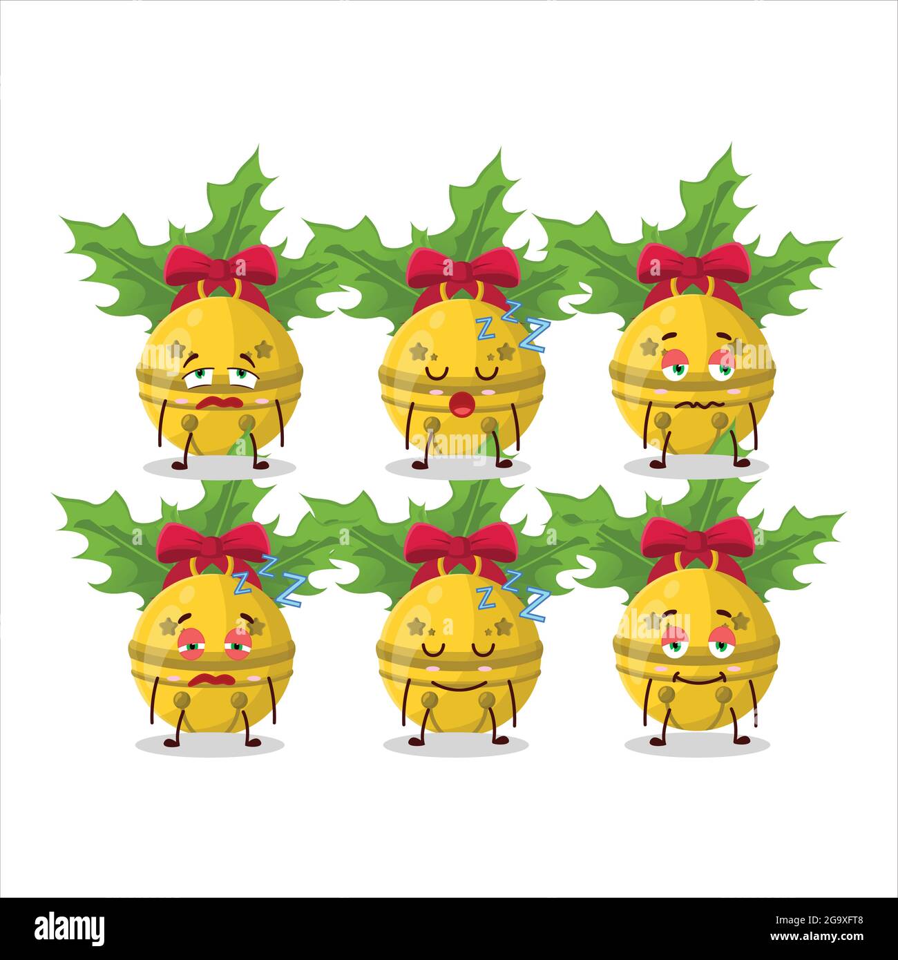 Cartoon character of christmas bells with sleepy expression. Vector ...