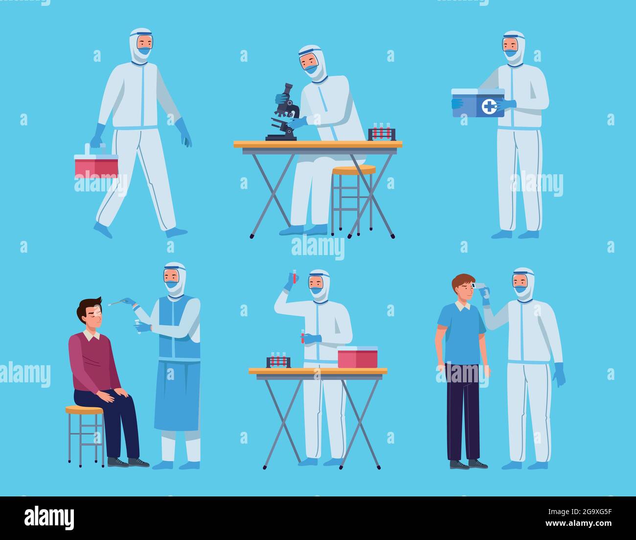 Doctors in protective suit and people collection Stock Vector Image ...