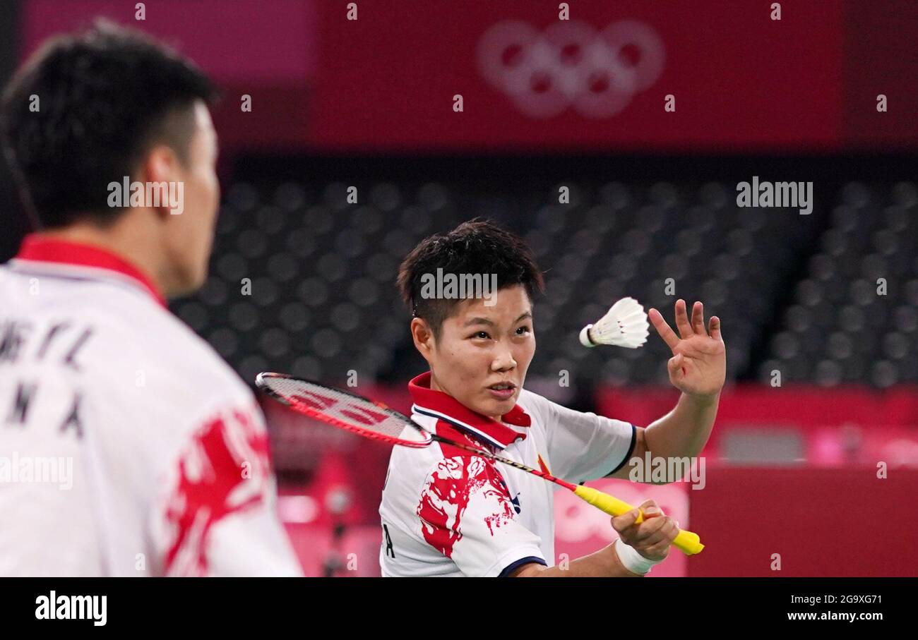 Tokyo, Japan. 28th July, 2021. Wang Yilyu/Huang Dongping (R) of China ...