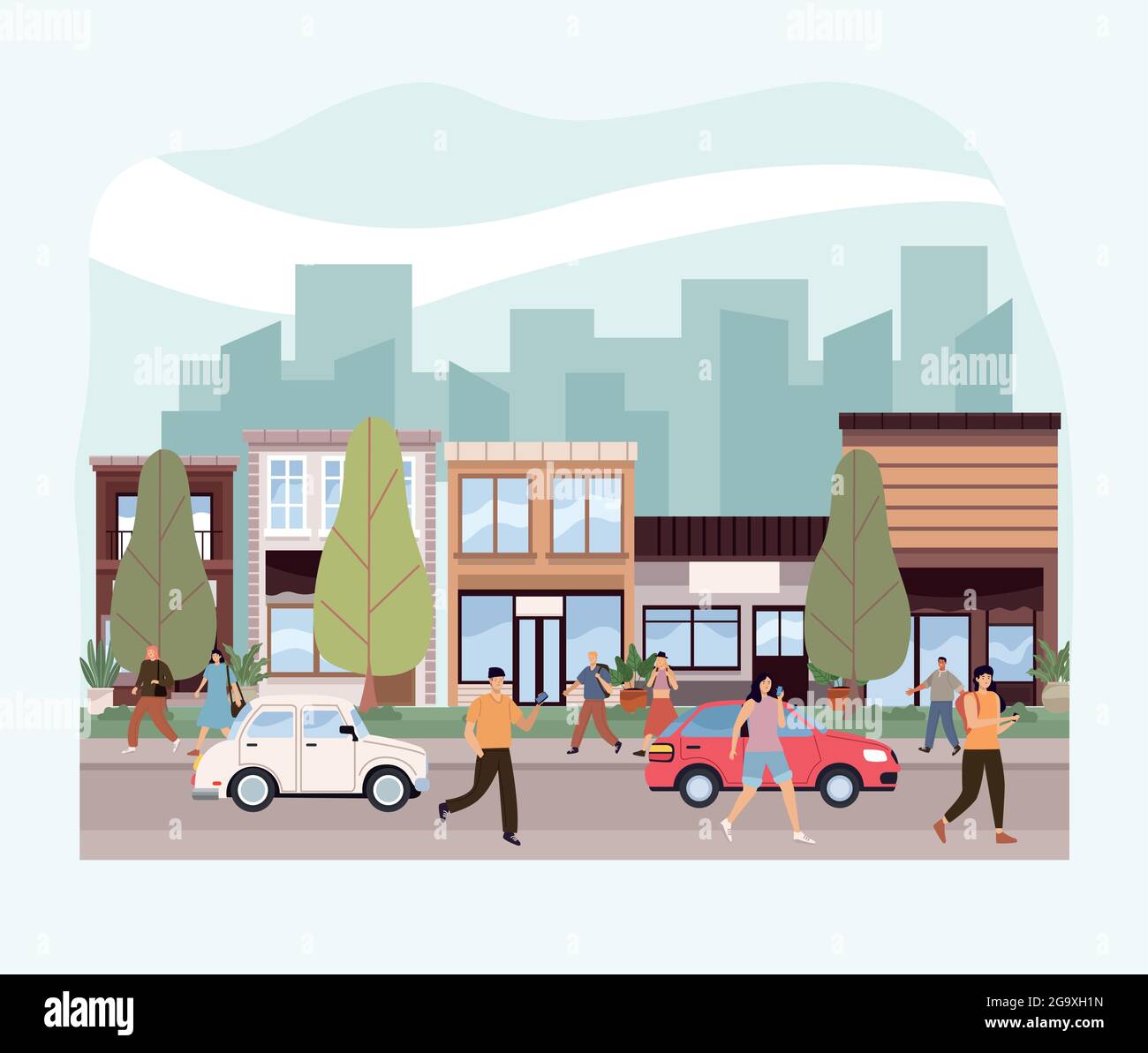 cars and people scene Stock Vector Image & Art - Alamy
