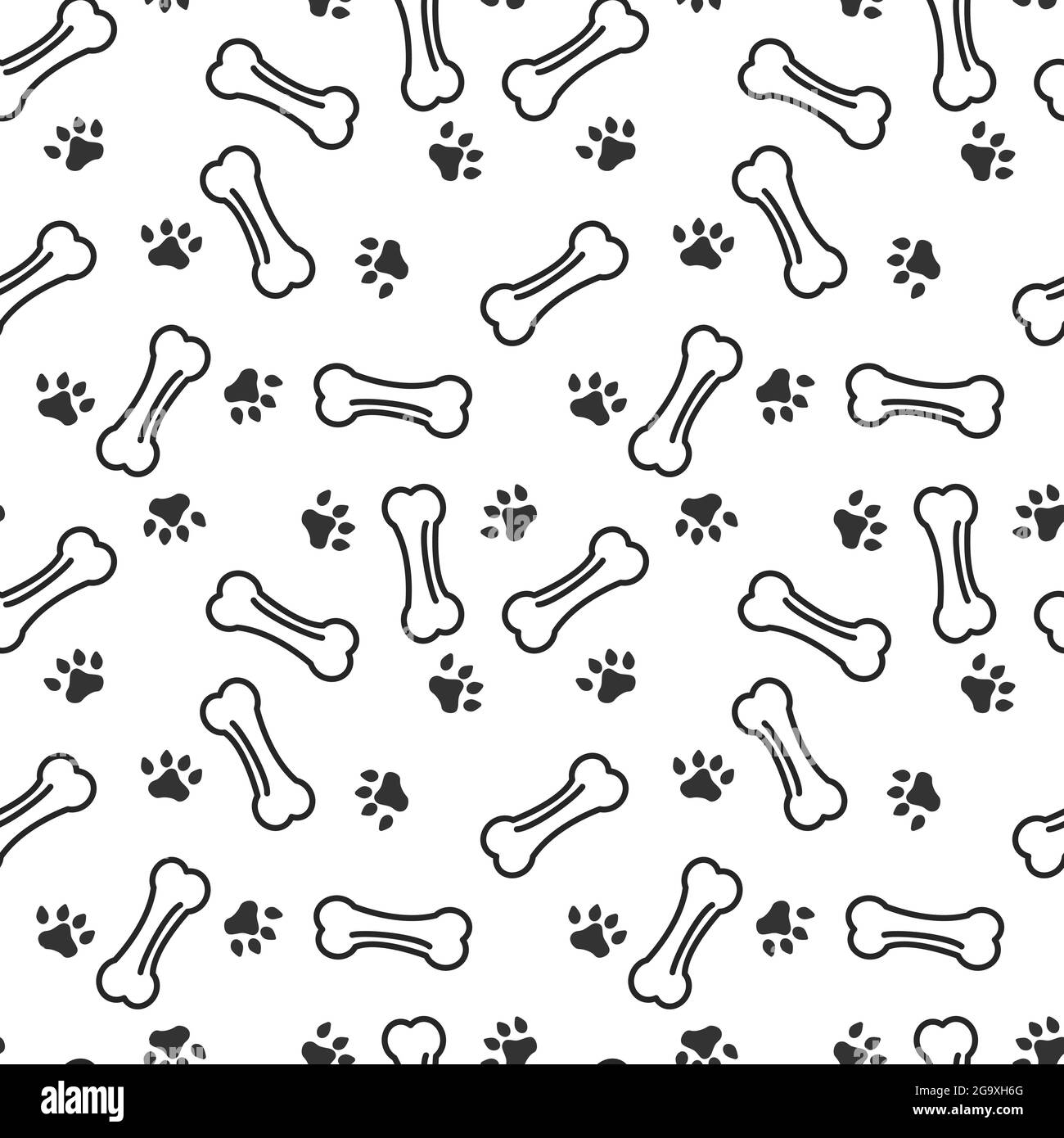 Bone and dogs traces pattern isolated vector illustration. Animal ...