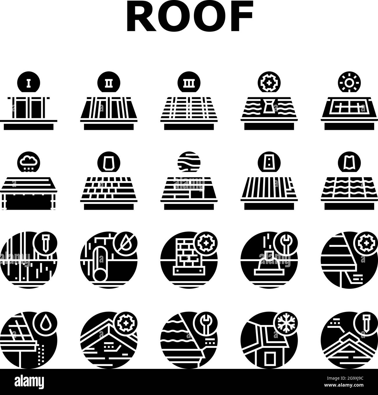 Roof Replacement Job Collection Icons Set Vector Stock Vector Image & Art - Alamy