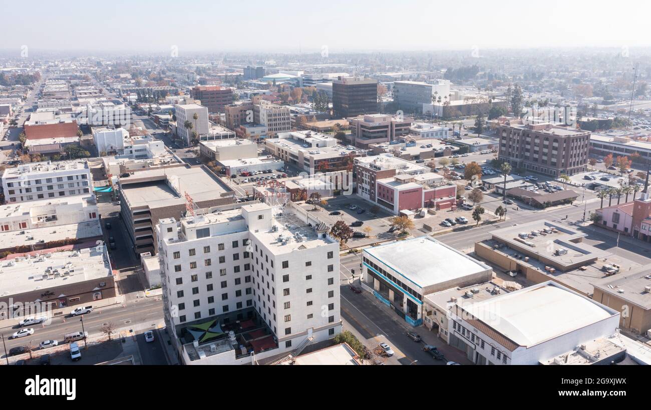 Bakersfield, California, USA - December 01, 2020: Daytime aerial view ...