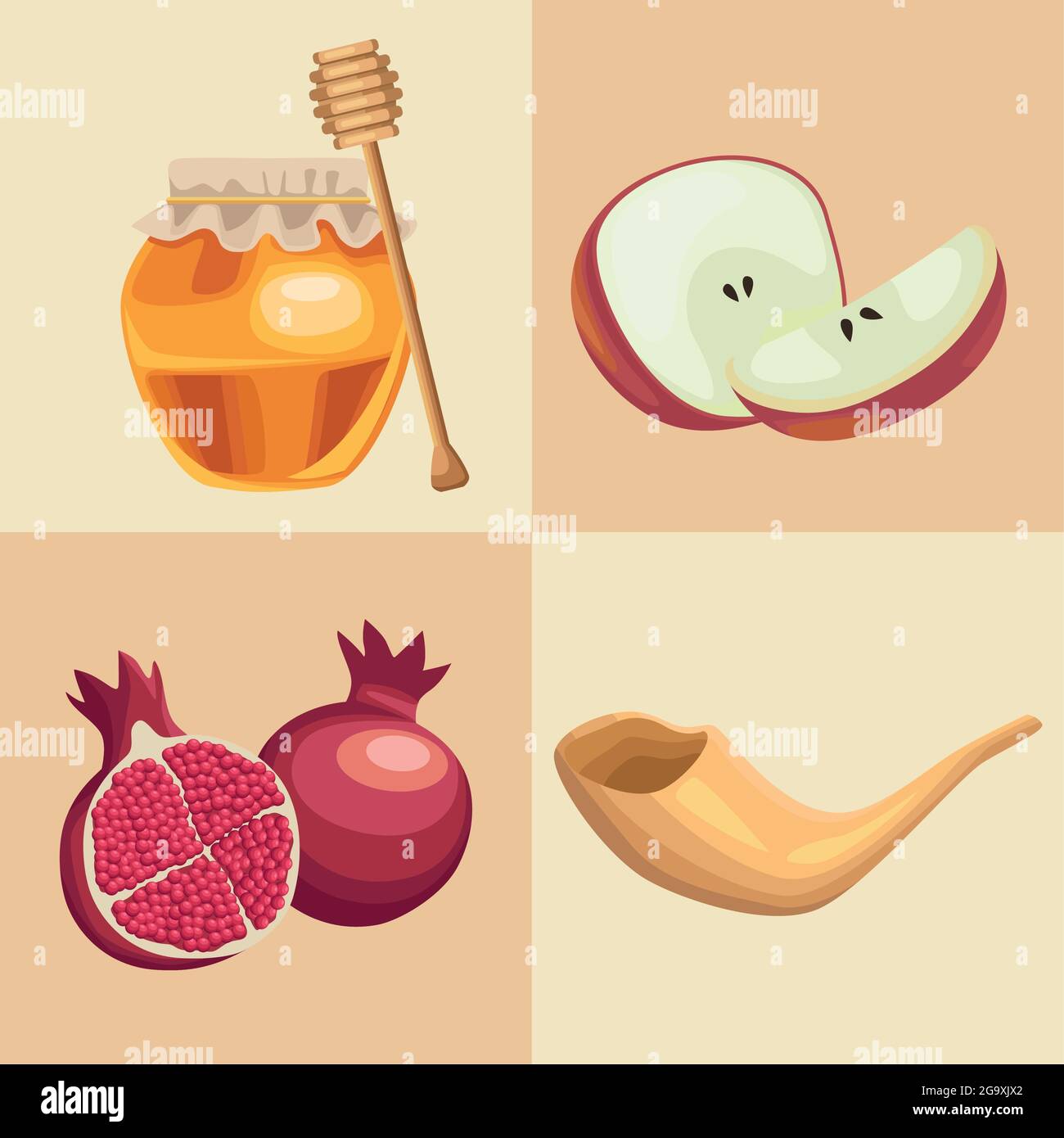 four rosh hashanah icons Stock Vector Image & Art - Alamy
