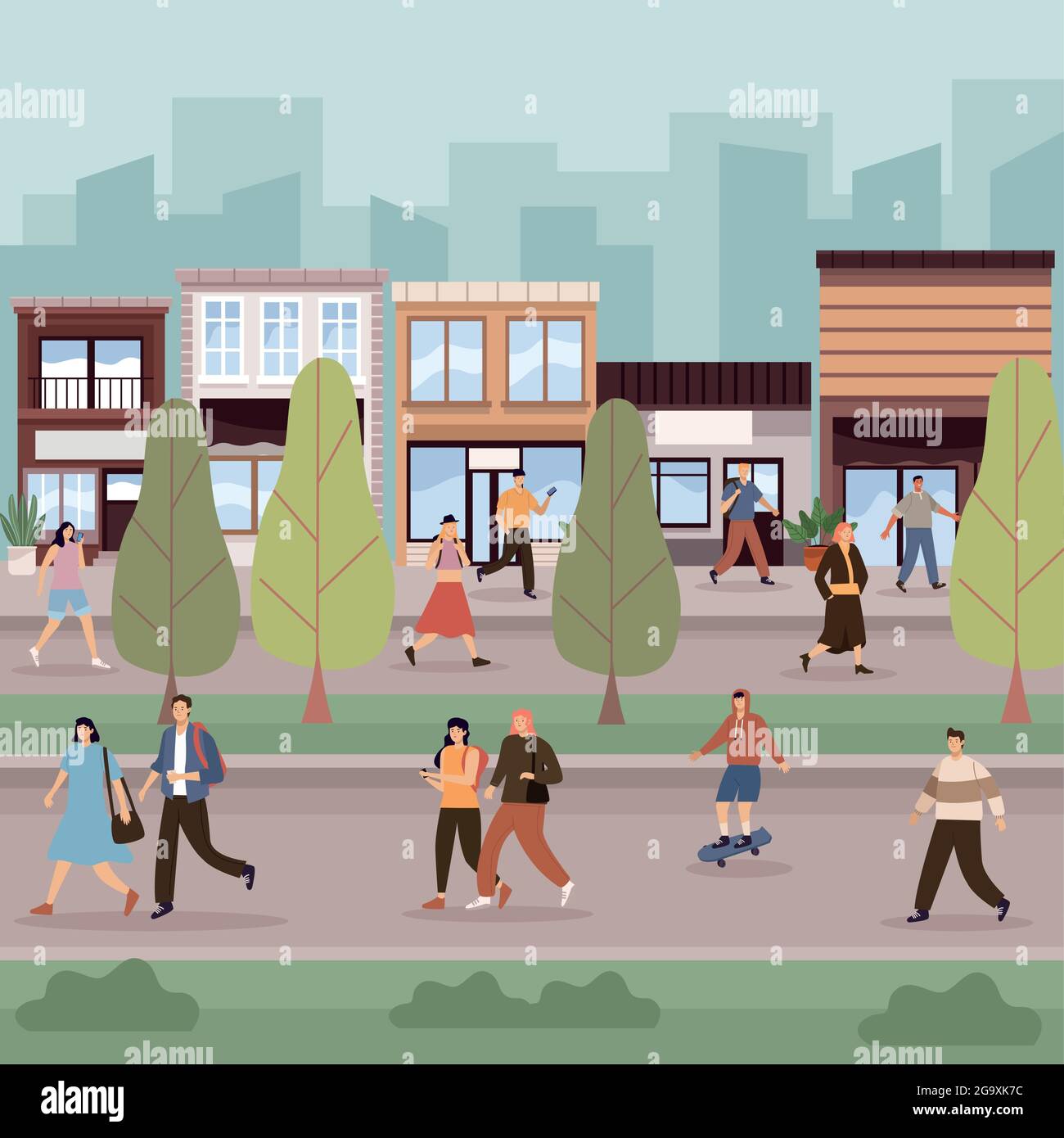 people walking scene Stock Vector Image & Art - Alamy