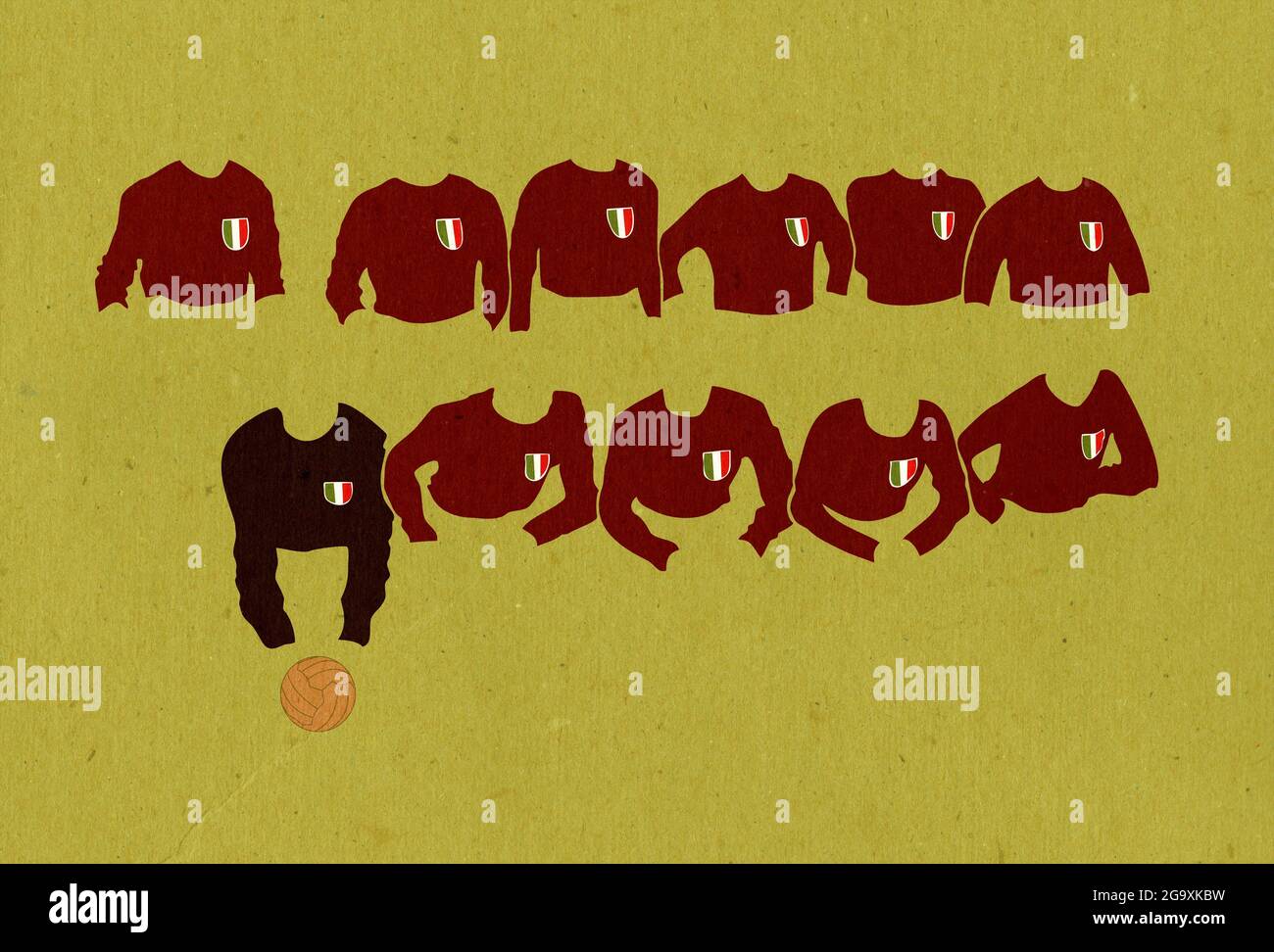 Conceptual illustration of the eleven jerseys of a football (soccer ...