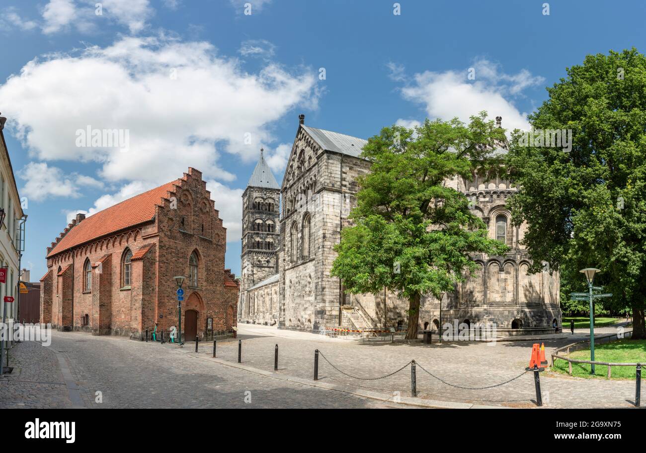 Lund Cathedral and Liberiet building in central Lund, Sweden Stock ...