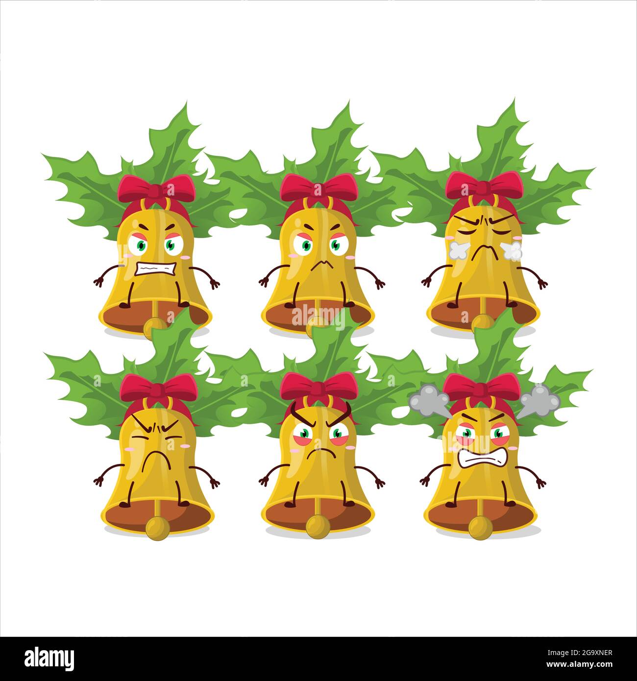 jingle christmas bells cartoon character with various angry expressions ...