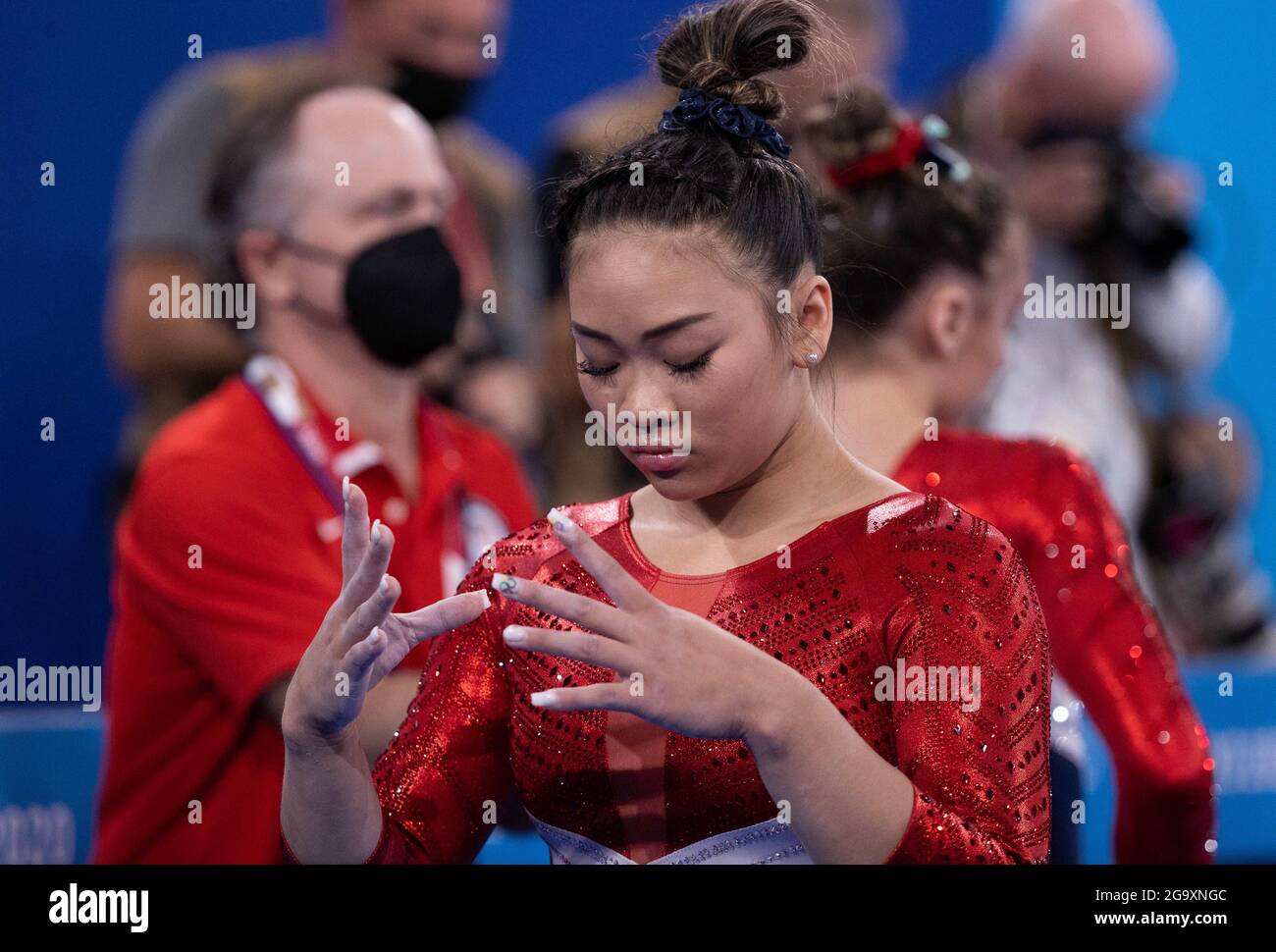 Tokyo, Kanto, Japan. 27th July, 2021. Sunisa Lee (USA) wait to compete ...