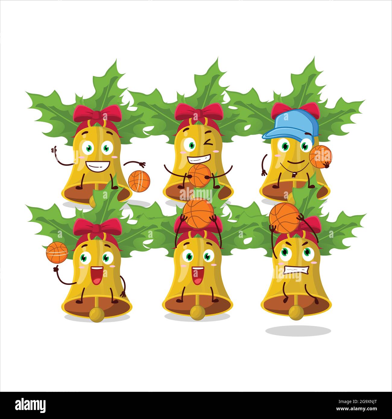 Talented jingle christmas bells cartoon character as a basketball ...