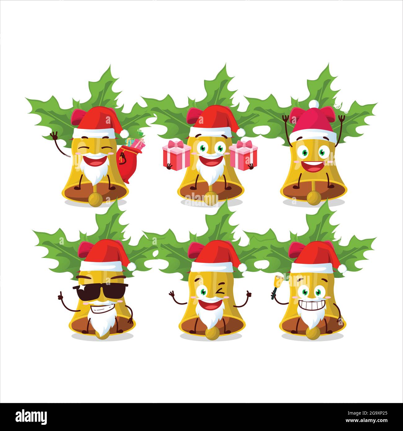 Santa Claus emoticons with jingle christmas bells cartoon character ...