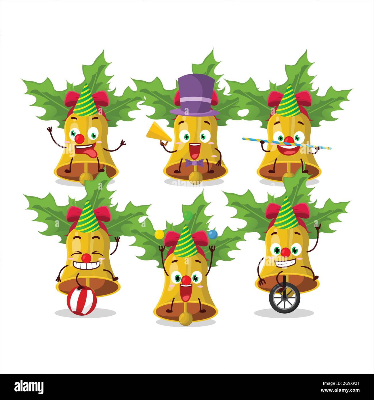Cartoon character of jingle christmas bells with various circus shows ...