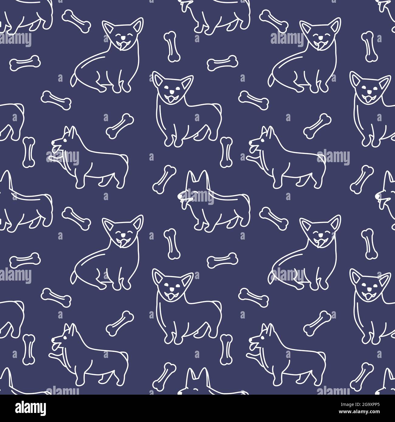 Happy corgi dogs pattern isolated vector illustration Stock Vector ...