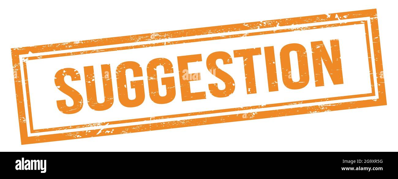 SUGGESTION text on orange grungy vintage rectangle stamp Stock Photo ...
