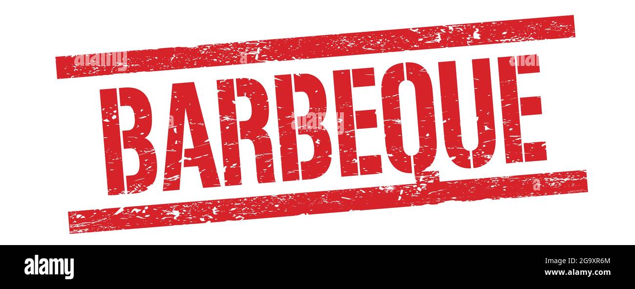 BARBEQUE text on red grungy rectangle stamp sign Stock Photo - Alamy