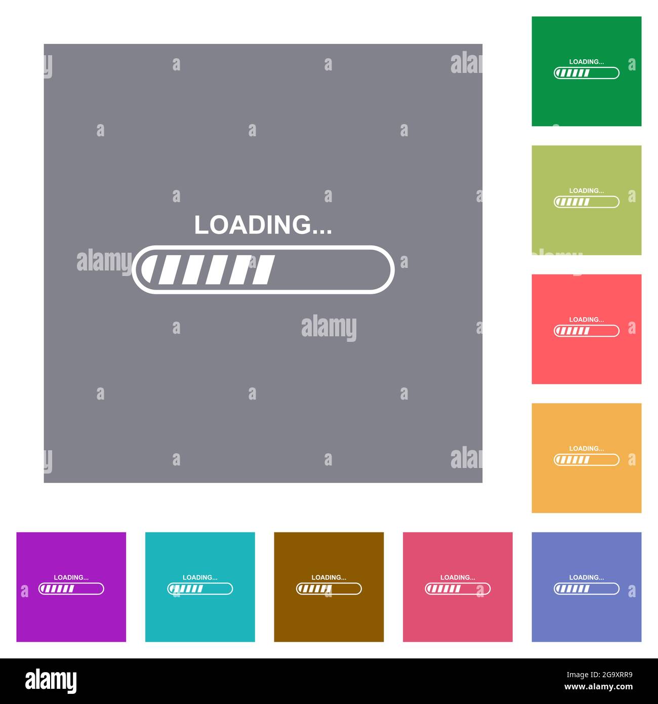 Loading flat icons on simple color square backgrounds Stock Vector ...