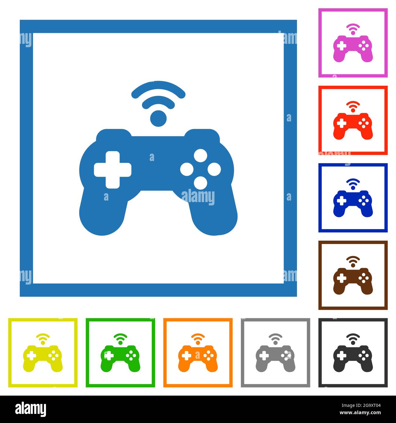 Wireless game controller flat color icons in square frames on white background Stock Vector ...