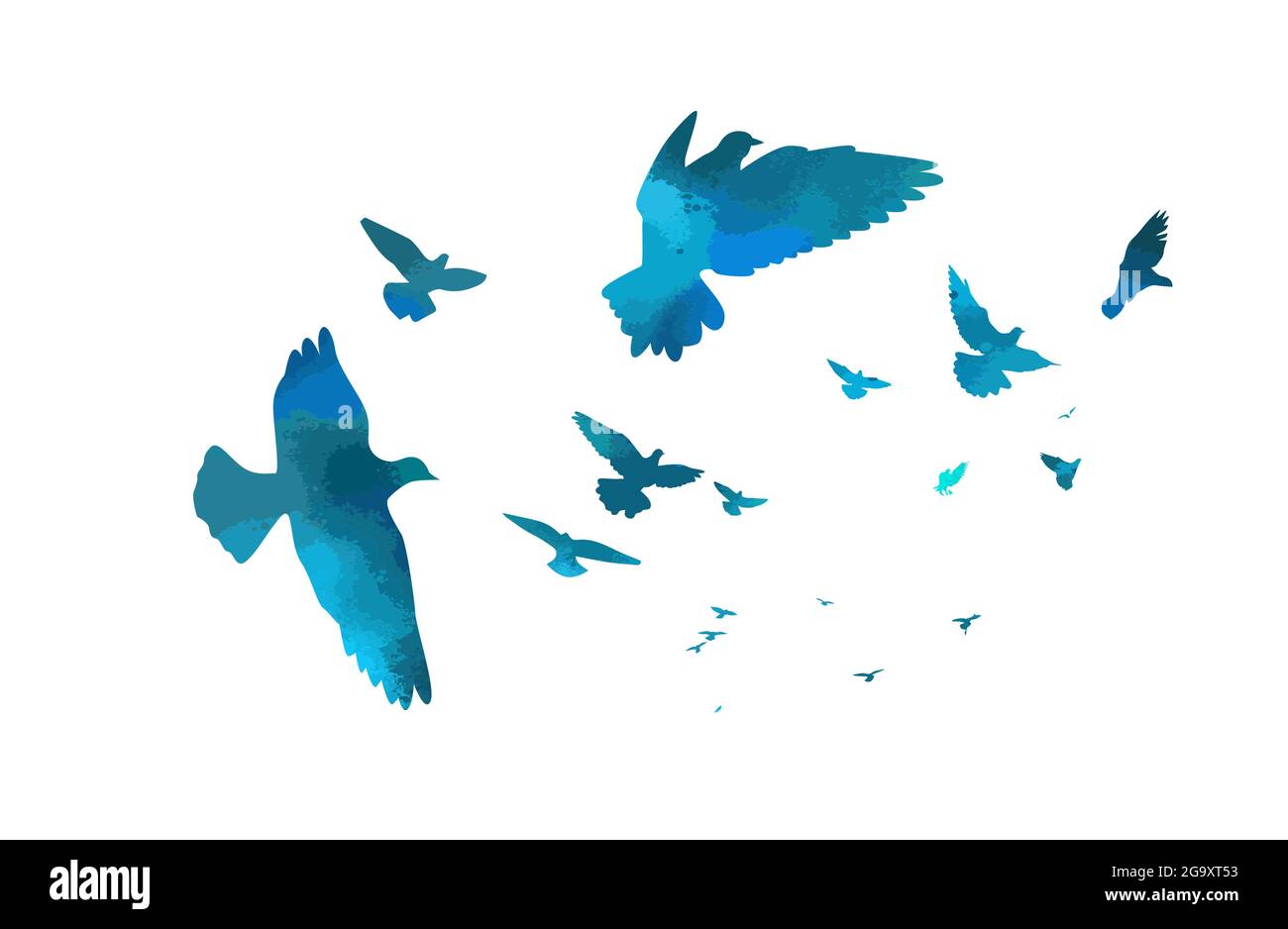 A flock of blue birds. Vector illustration Stock Vector Image & Art - Alamy