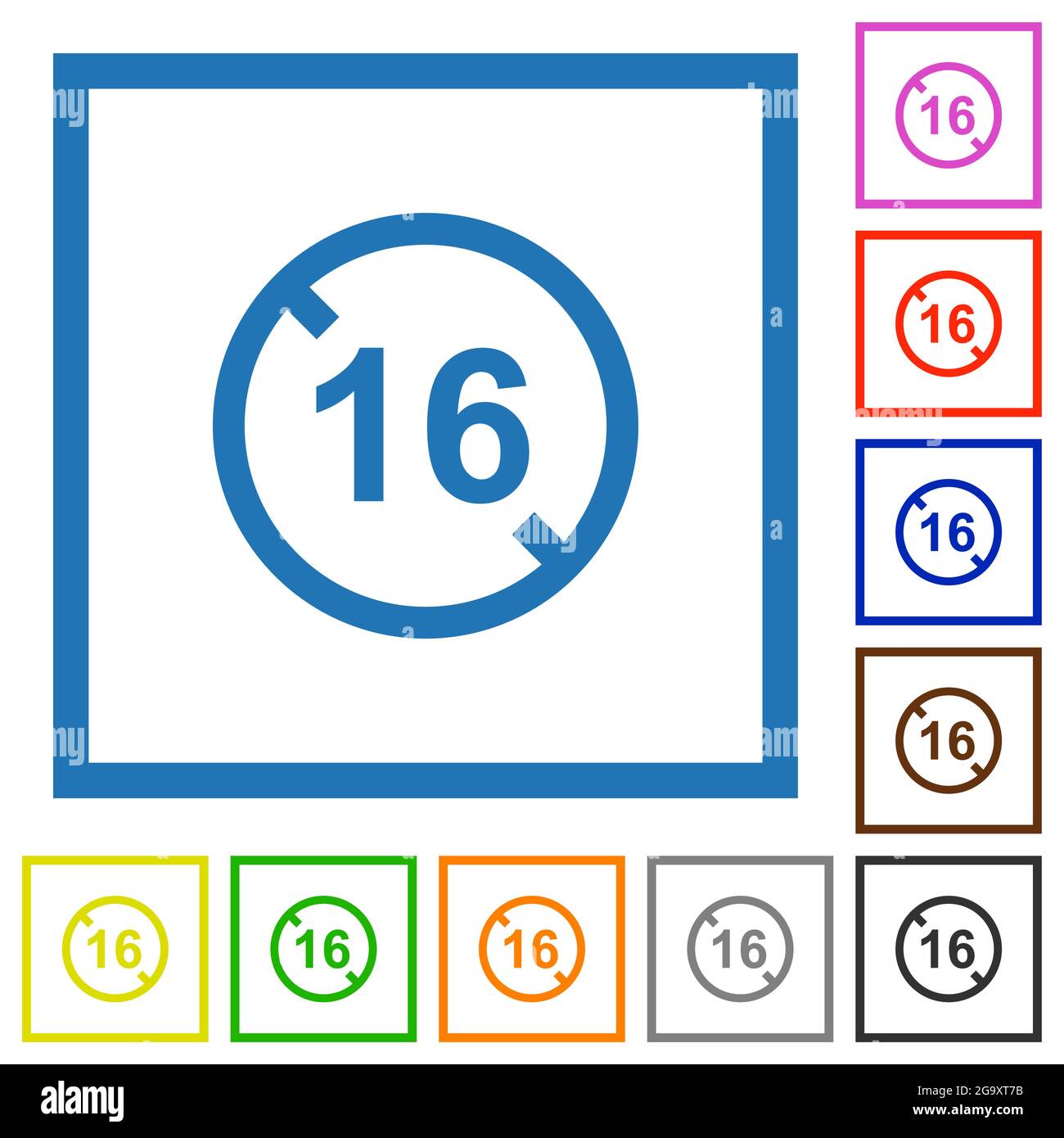 Not allowed under 16 flat color icons in square frames on white ...