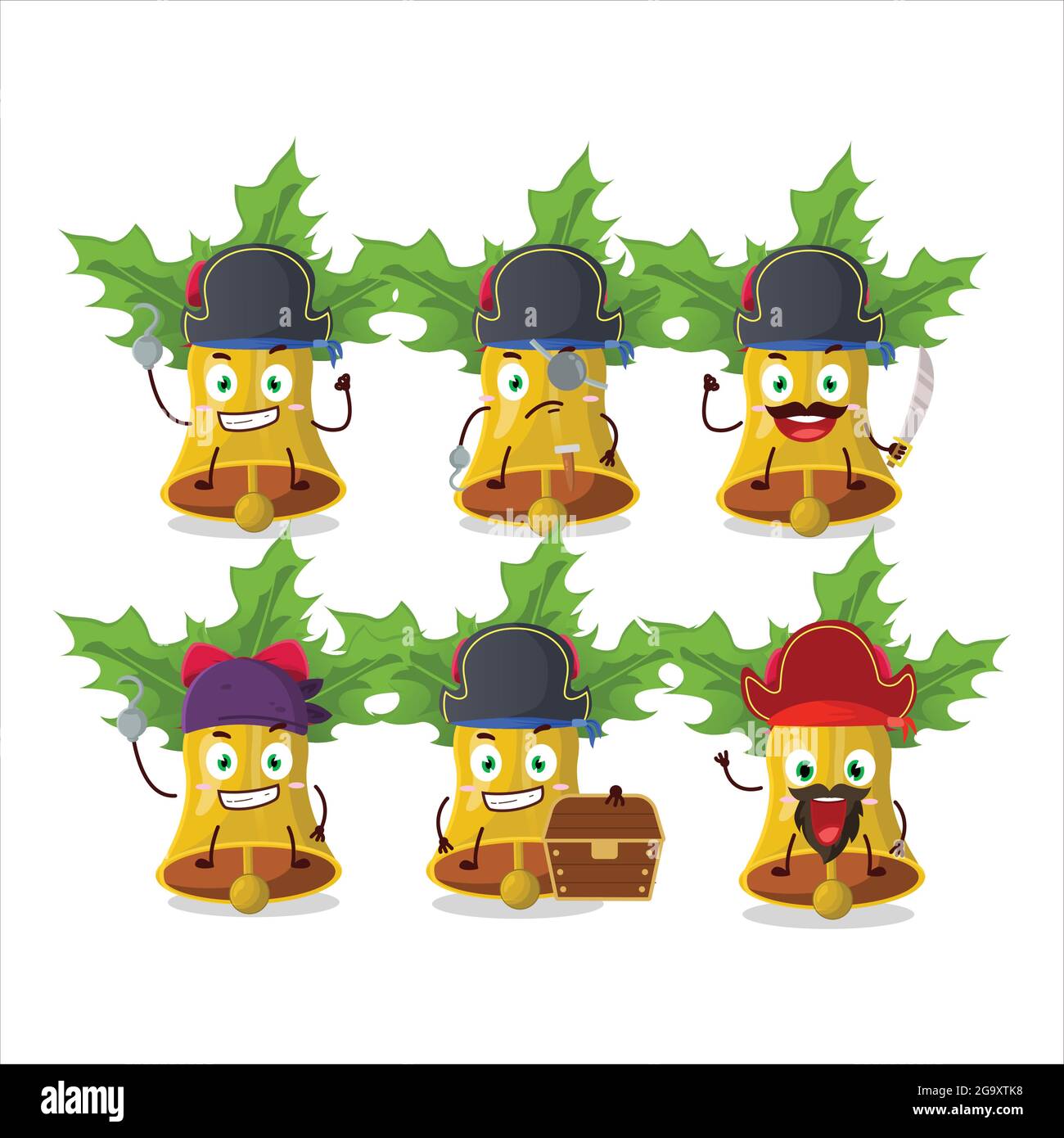 Cartoon character of jingle christmas bells with various pirates ...