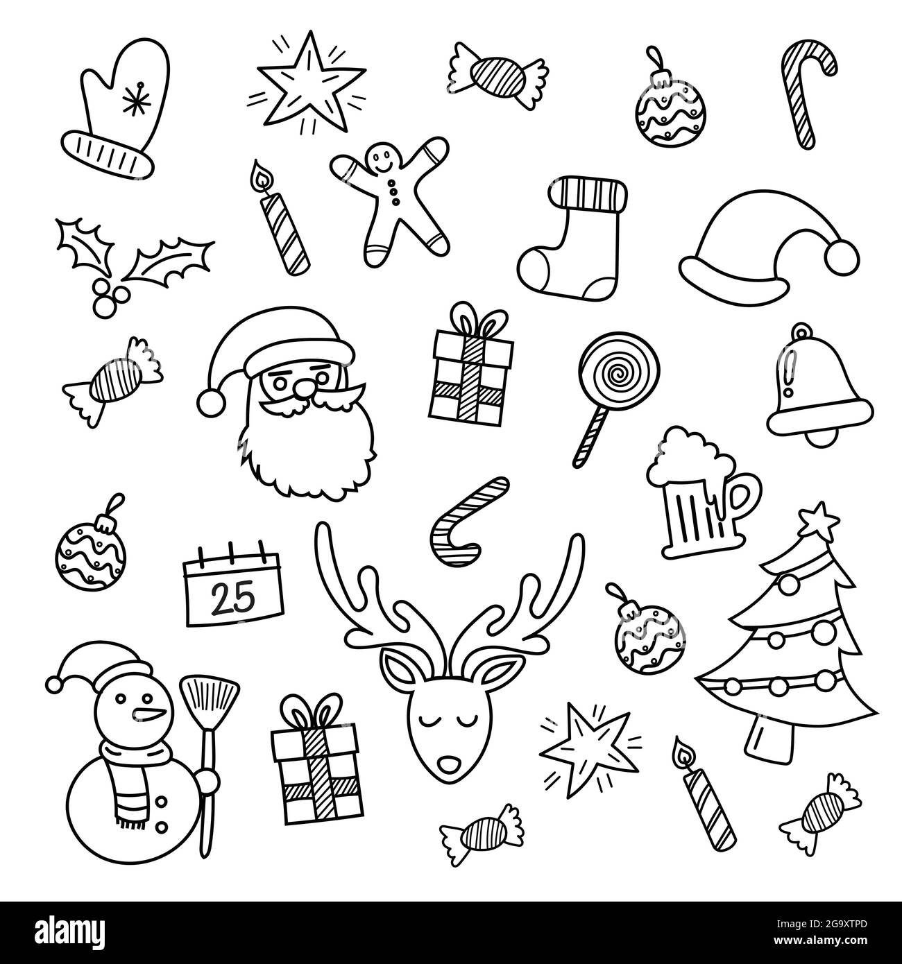Christmas doodles hand drawn. Vector illustration Stock Vector Image ...