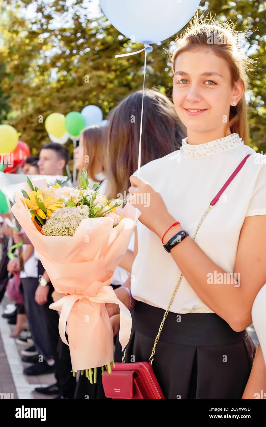 Kerch Russia - September 1, 2020 - children go to school, first bell ...