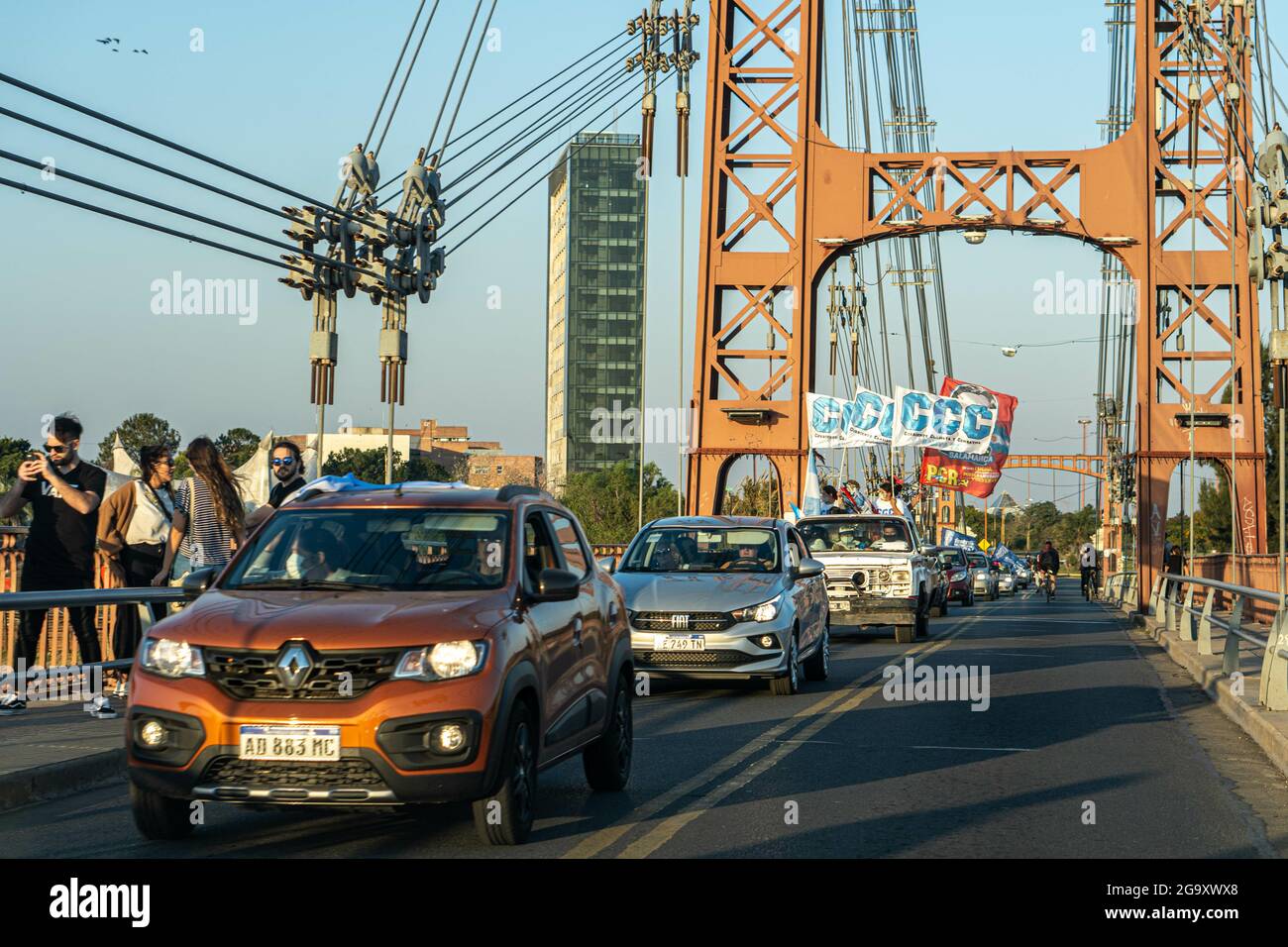 SANTA FE, ARGENTINA - Jul 03, 2021: A closeup shot of a demonstration ...