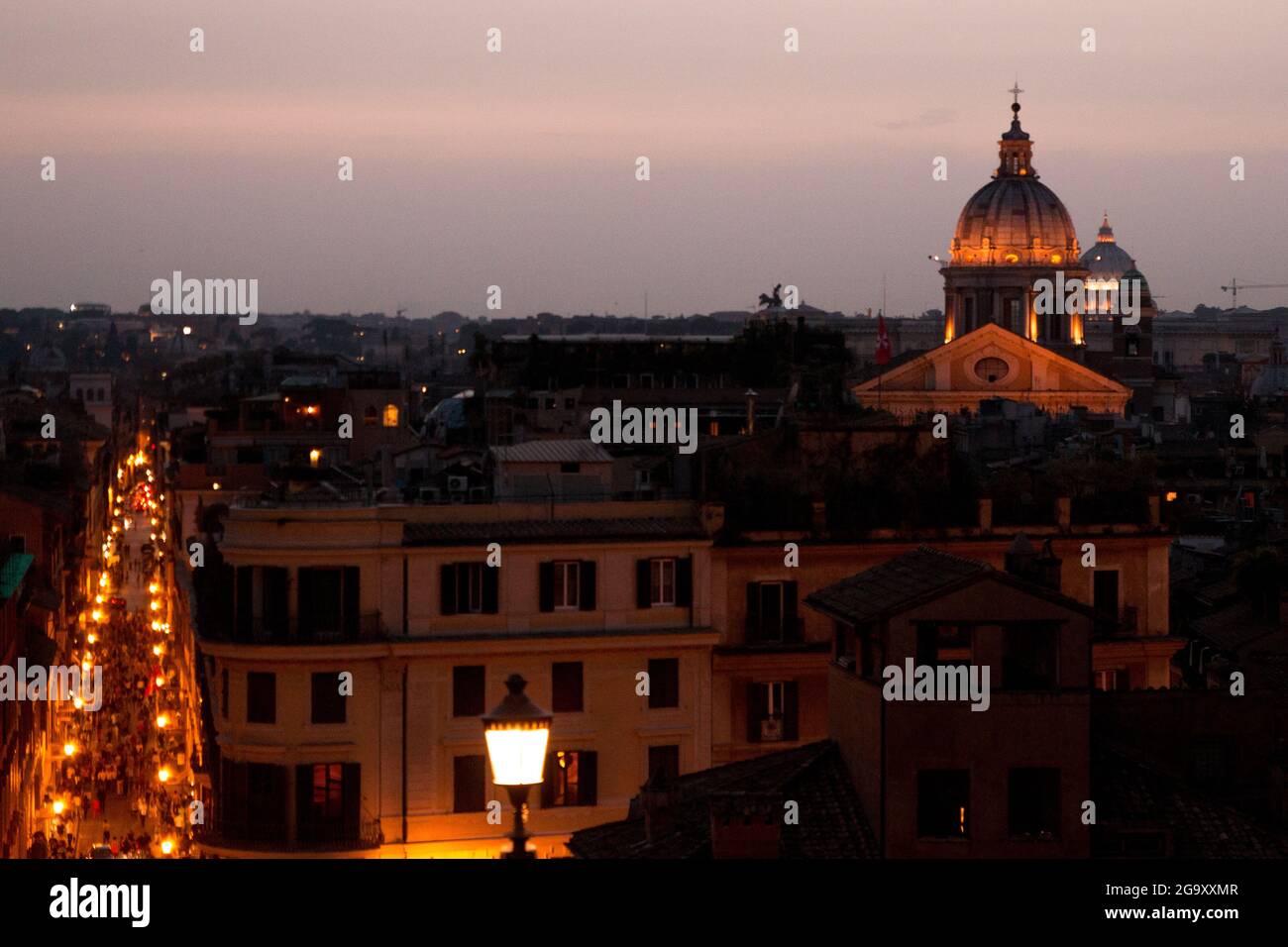 Beautiful evening of Rome buildings in Italy Stock Photo - Alamy