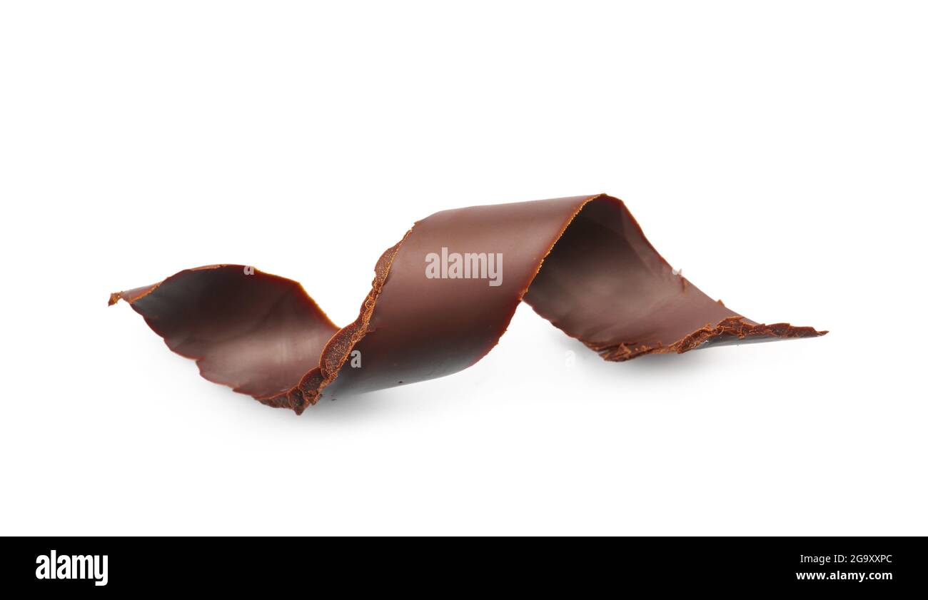 Delicious chocolate curl on white background Stock Photo - Alamy