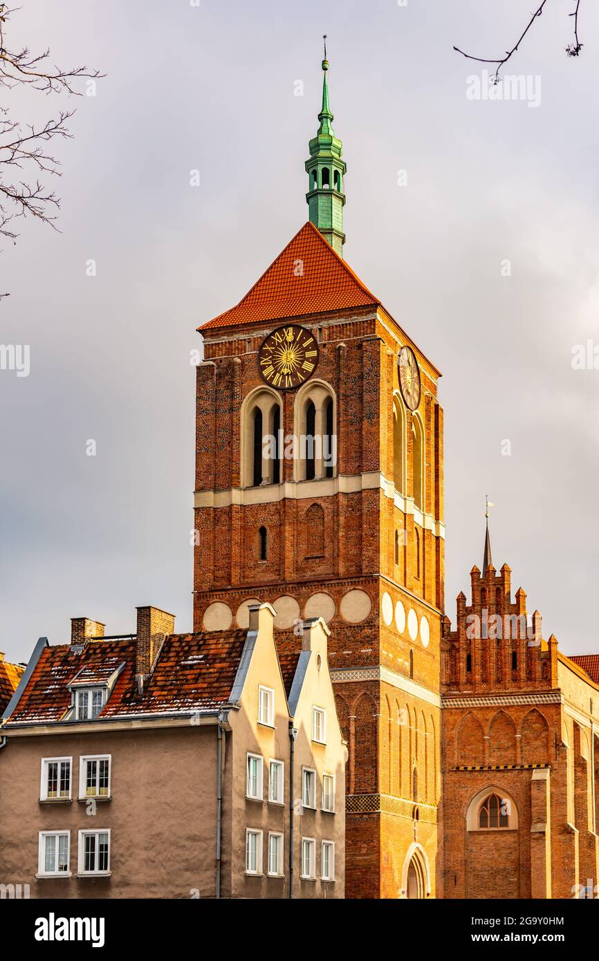 Vertical shot of the buildings of Gdansk (Danzig) port city on the ...