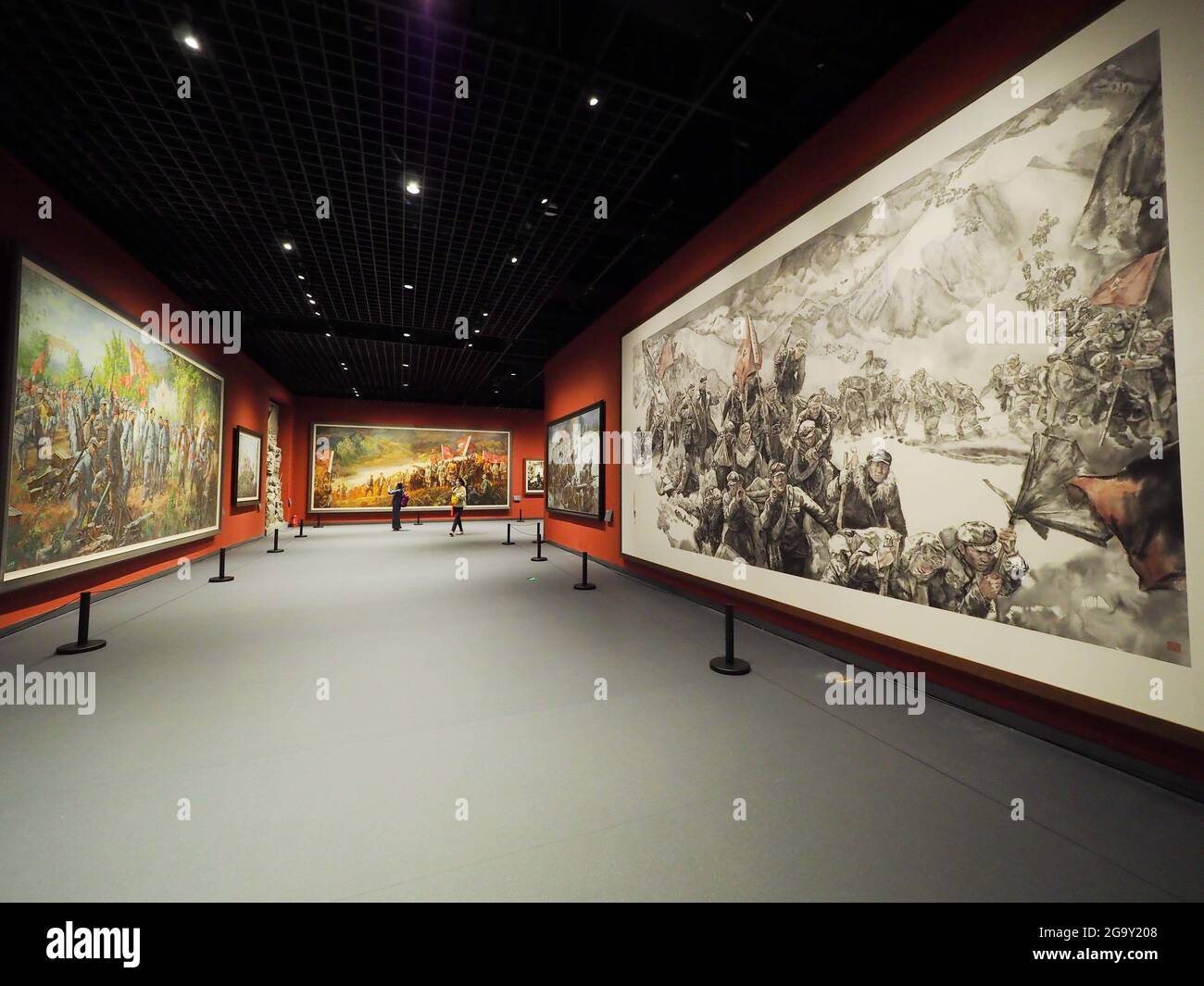 BEIJING, CHINA - JULY 27, 2021 - Visitors visit an exhibition of art ...
